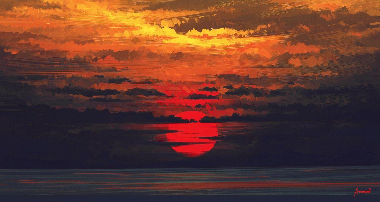 Sunset Painting Wallpapers - Top Free Sunset Painting Backgrounds ...