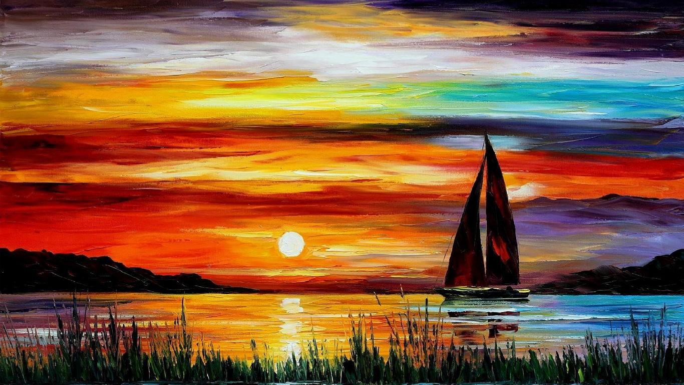 Sunset Painting Wallpapers - Top Free Sunset Painting Backgrounds ...