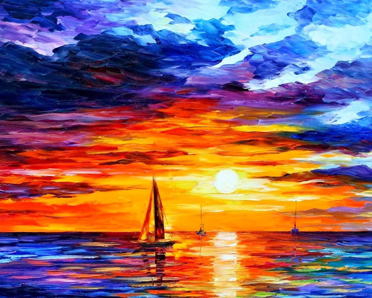 Sunset Painting Wallpapers - Top Free Sunset Painting Backgrounds ...