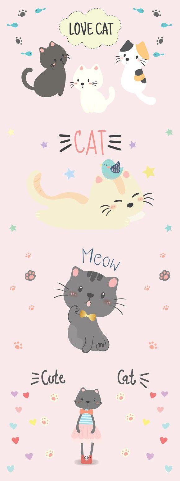 Cartoon Cat Pattern Wallpapers - Top Free Cartoon Cat Pattern ...