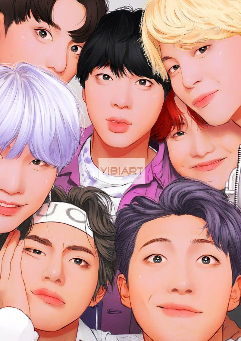 BTS Members Cartoon Wallpapers - Top Free BTS Members Cartoon ...