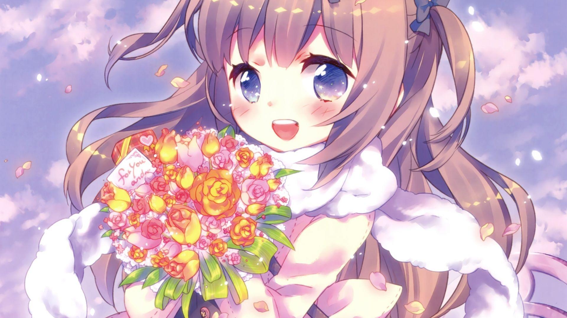 Cute Anime Flower Wallpapers Top Free Cute Anime Flower Backgrounds Wallpaperaccess