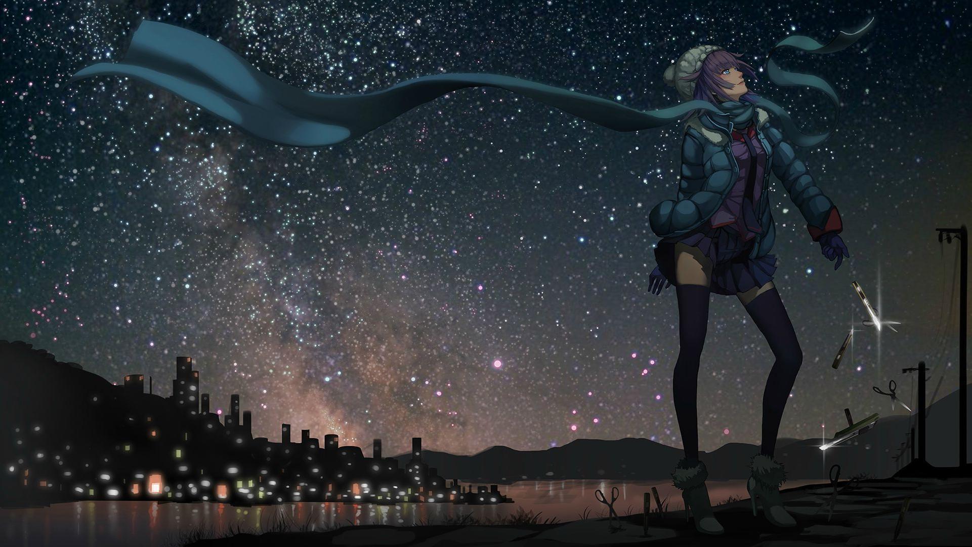 Anime Girl Sky Wallpapers Top Free Anime Girl Sky Backgrounds