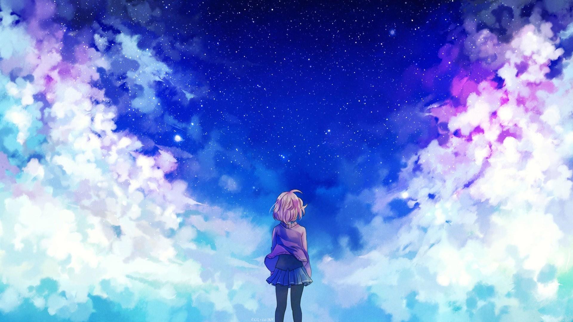 Anime Girl Sky Wallpapers Top Free Anime Girl Sky Backgrounds