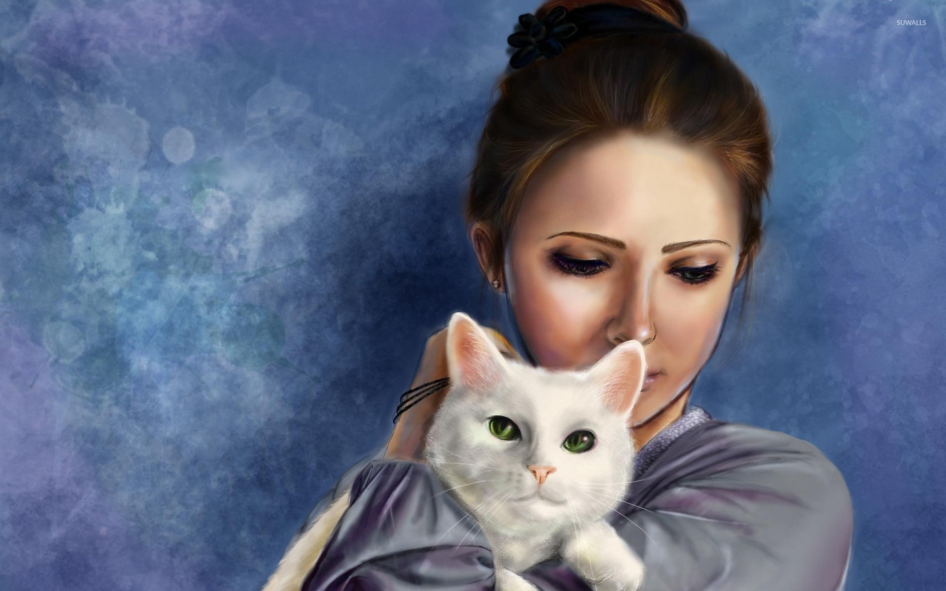 Girl With Cat Wallpapers - Top Free Girl With Cat Backgrounds ...