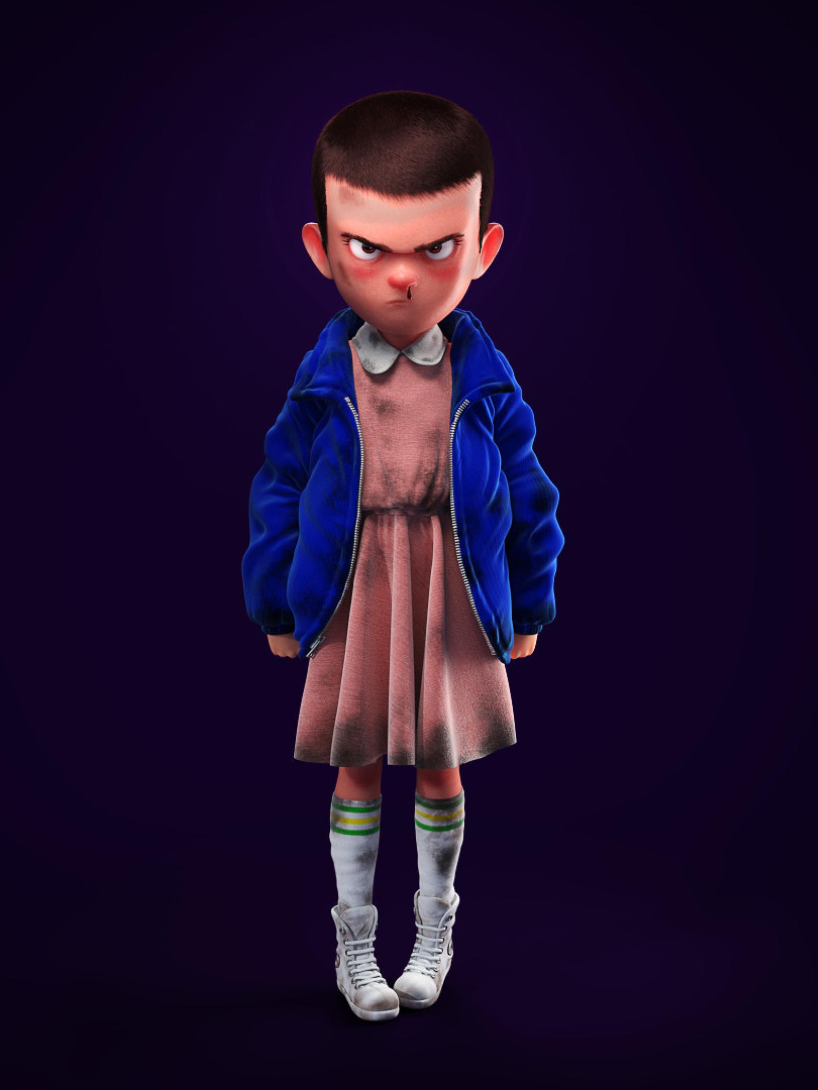 Eleven Stranger Things Cartoon Wallpapers - Top Free Eleven Stranger ...