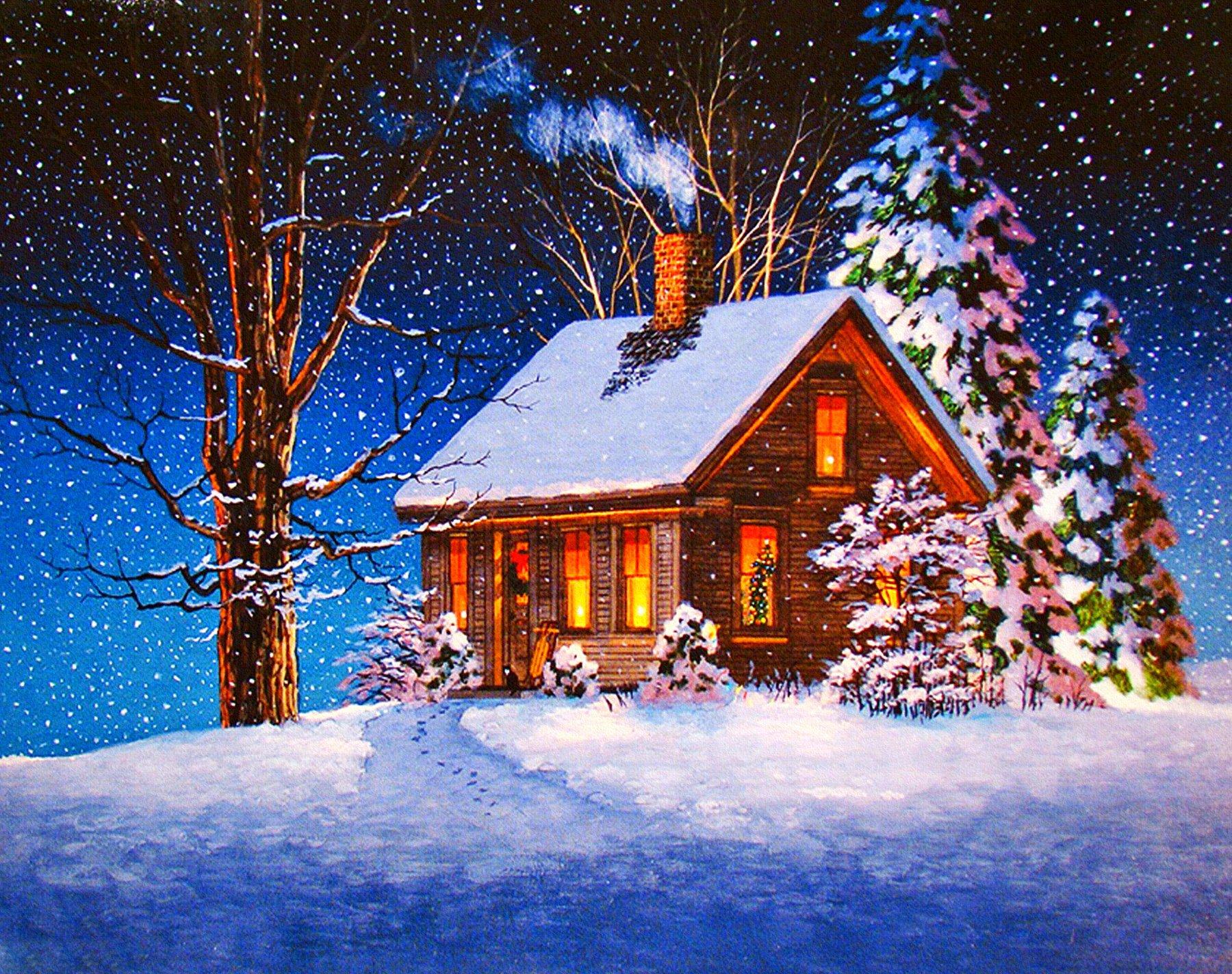 Christmas Cottage Wallpapers - Top Free Christmas Cottage Backgrounds ...