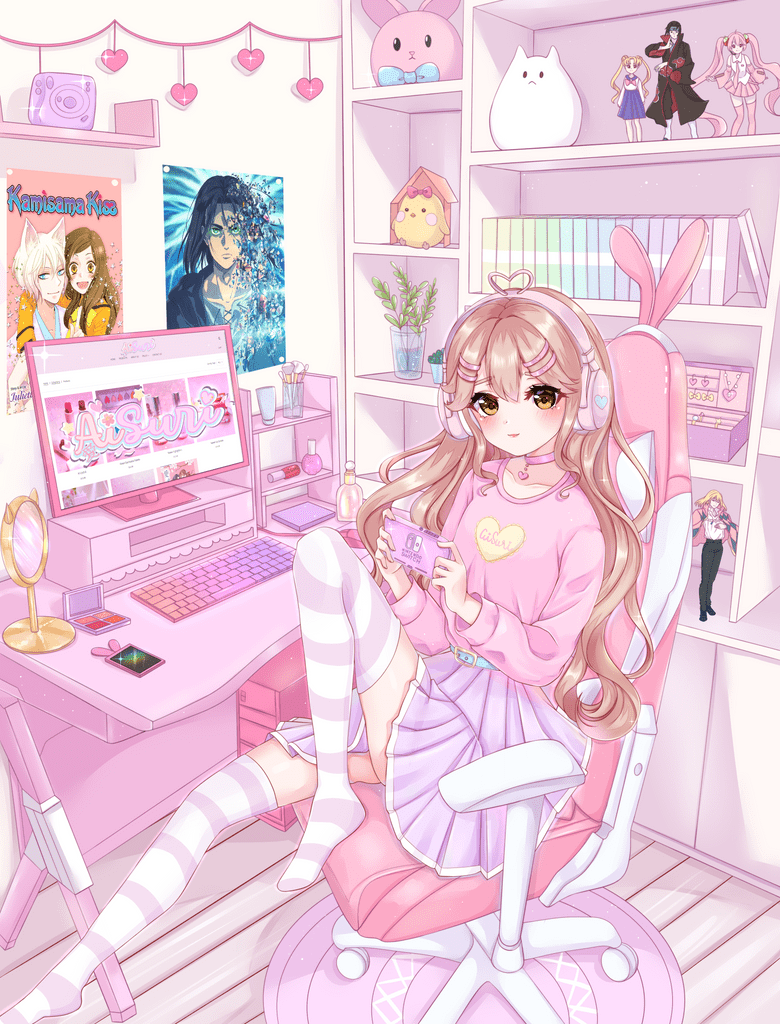 Aesthetic Pink Gamer Girl Wallpaper