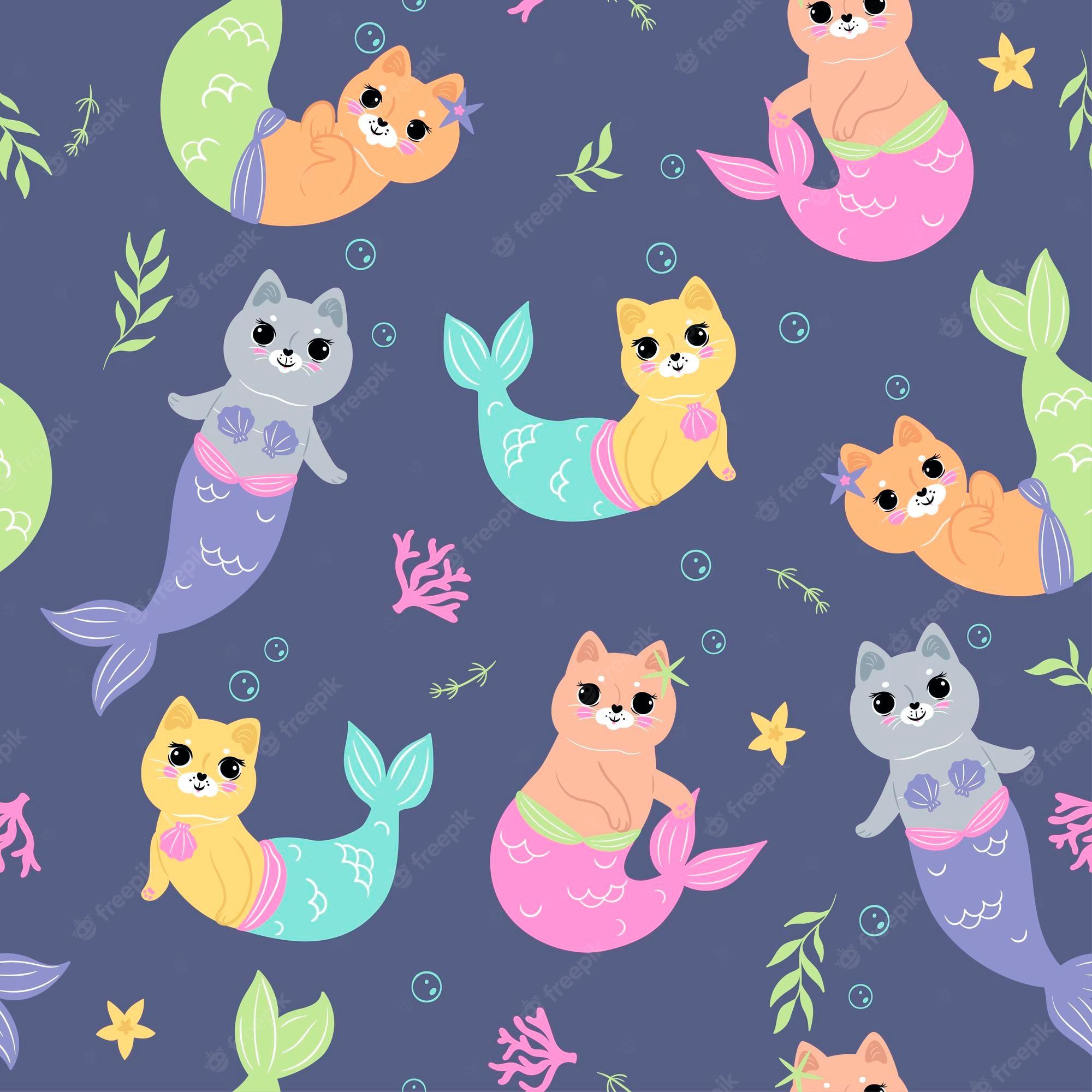 Mermaid Cat Wallpapers - Top Free Mermaid Cat Backgrounds - WallpaperAccess
