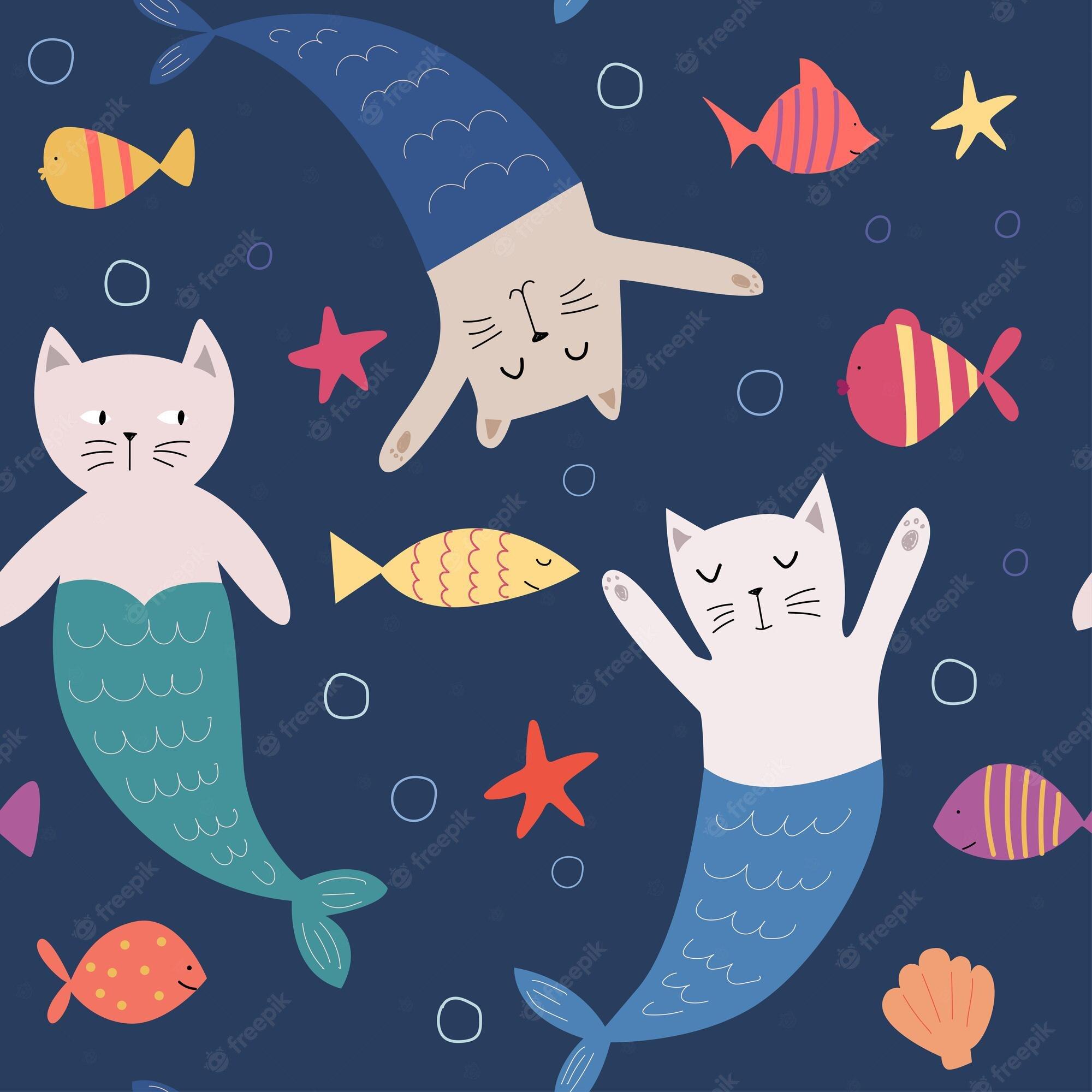 Mermaid Cat Wallpapers - Top Free Mermaid Cat Backgrounds - WallpaperAccess