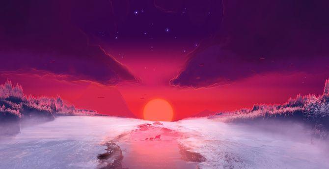 Red Snow Sunset Wallpapers - Top Free Red Snow Sunset Backgrounds ...