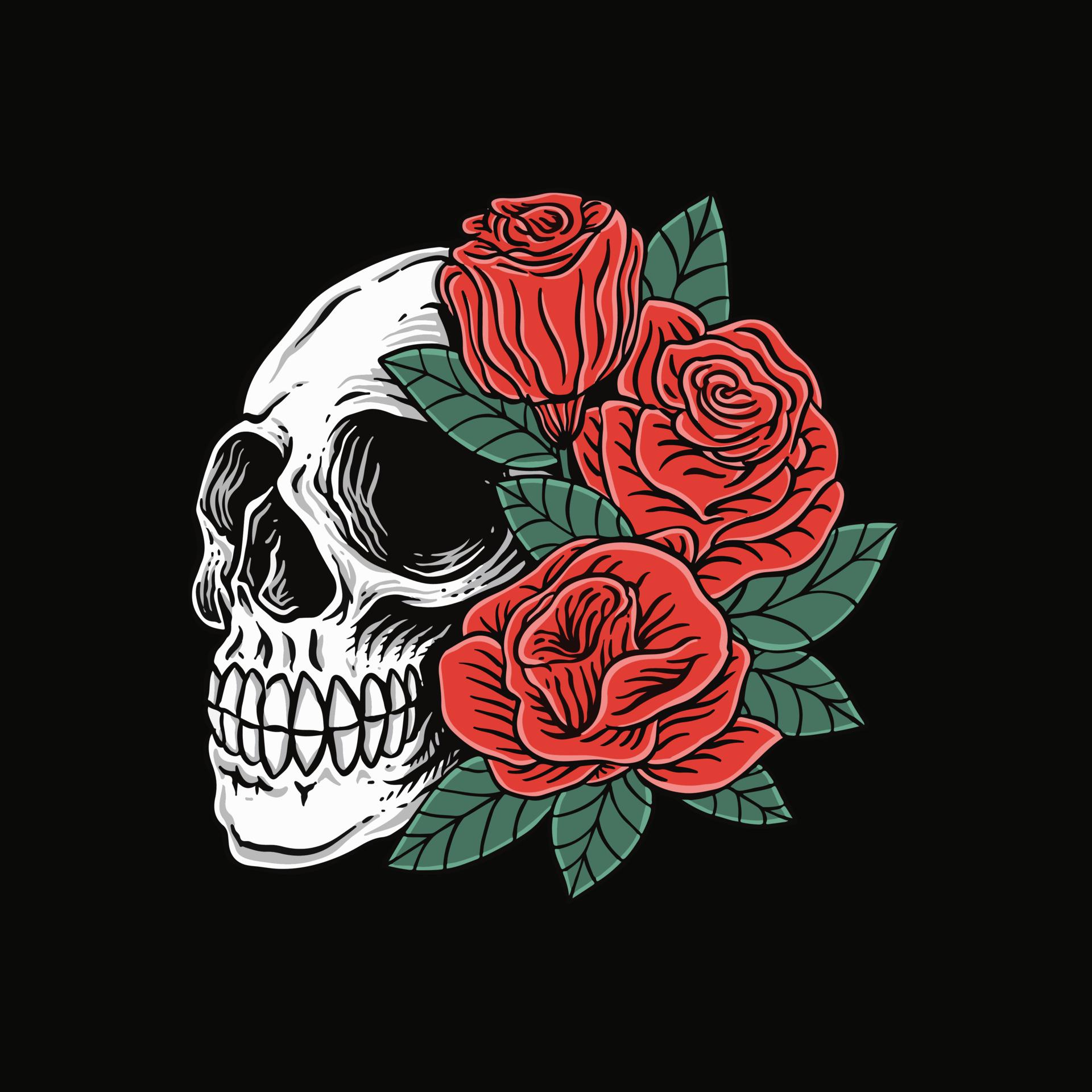 Skull with Roses Wallpapers - Top Free Skull with Roses Backgrounds ...