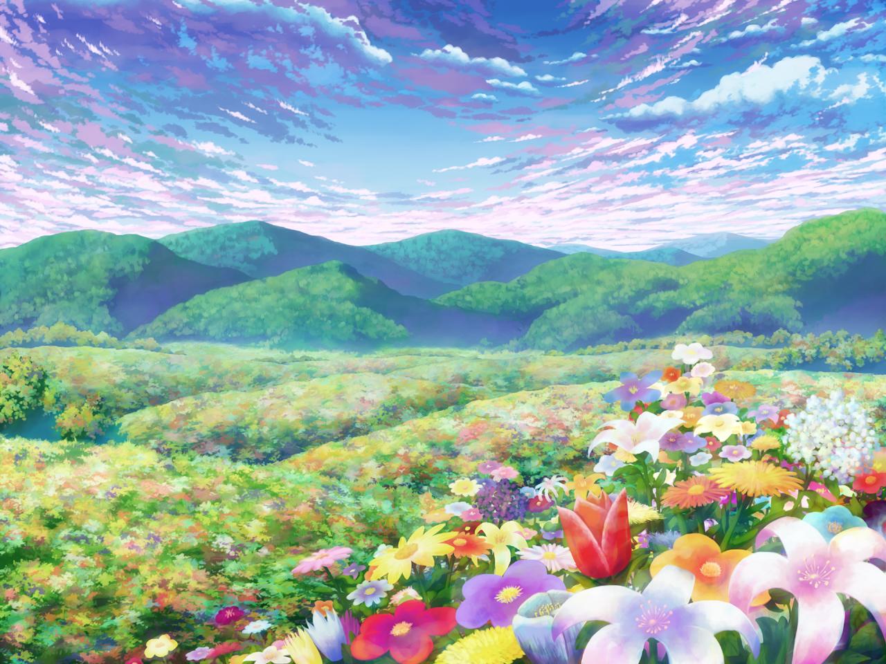 Anime Flower Field Wallpapers - Top Free Anime Flower Field Backgrounds ...