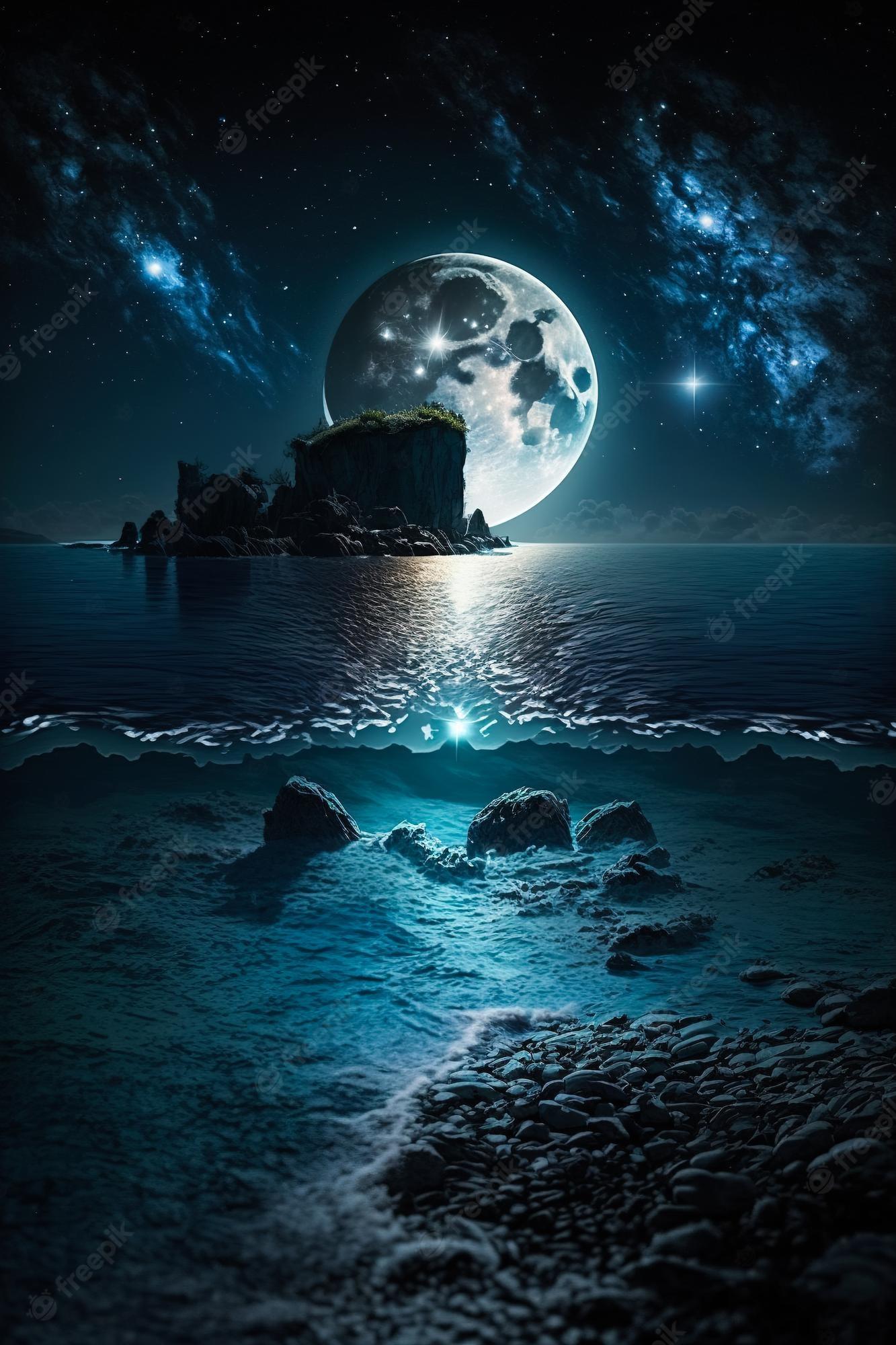 Moon Over Ocean Wallpapers - Top Free Moon Over Ocean Backgrounds ...