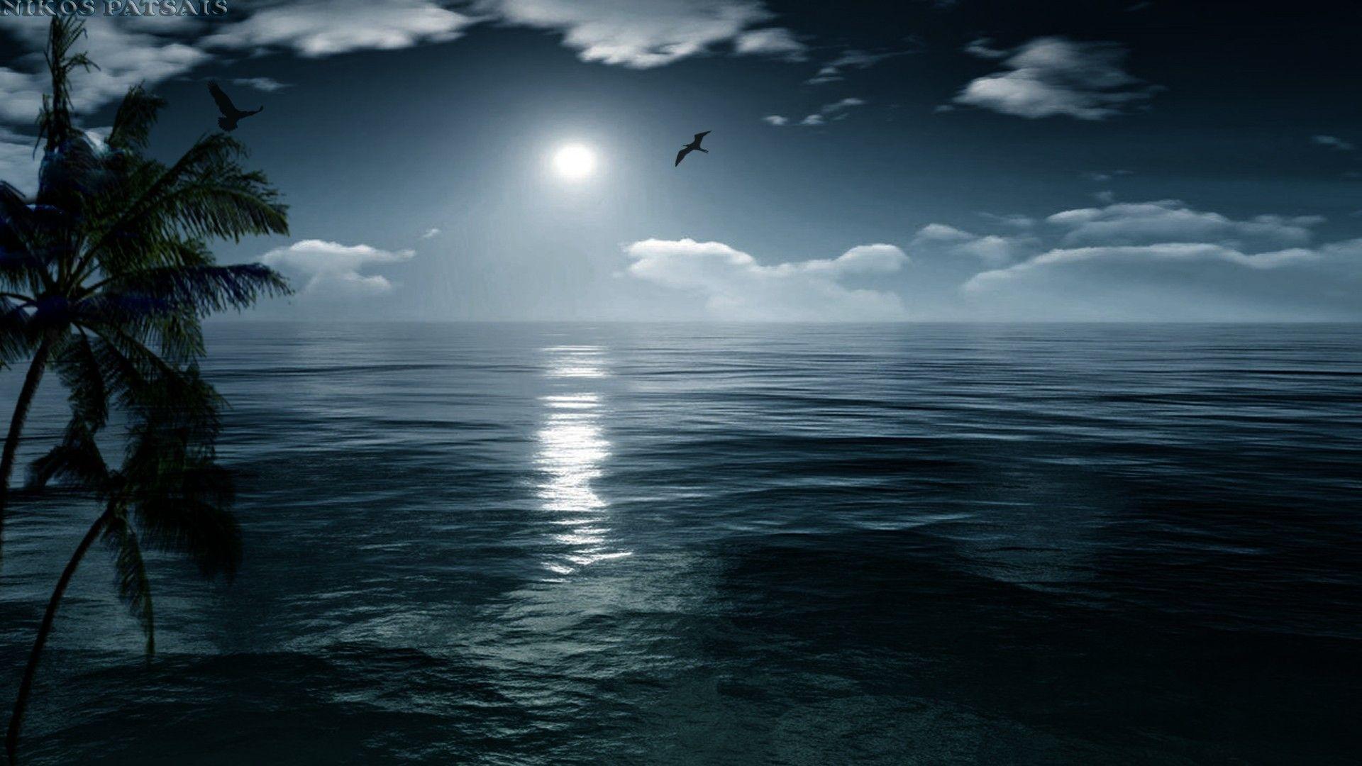 Blue Night Ocean Wallpapers - Top Free Blue Night Ocean Backgrounds ...