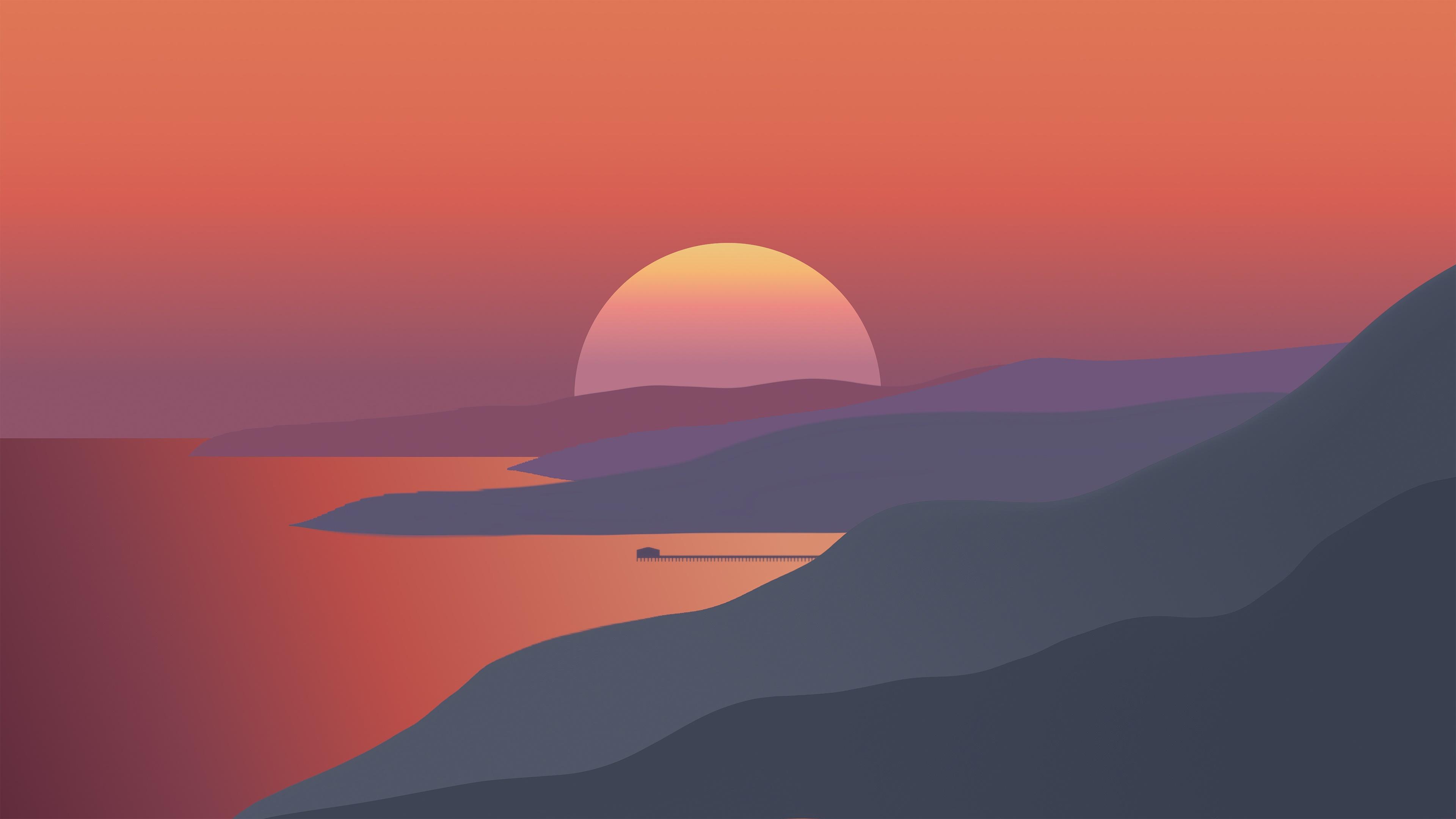 Minimalist Sunset Desktop Wallpapers - Top Free Minimalist Sunset ...