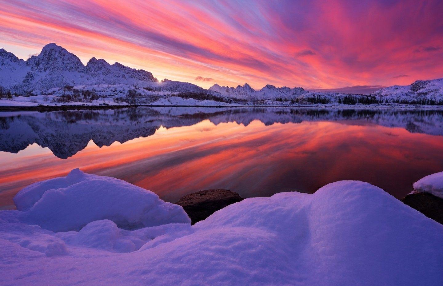 Snowy Mountain Sunset Wallpapers - Top Free Snowy Mountain Sunset ...