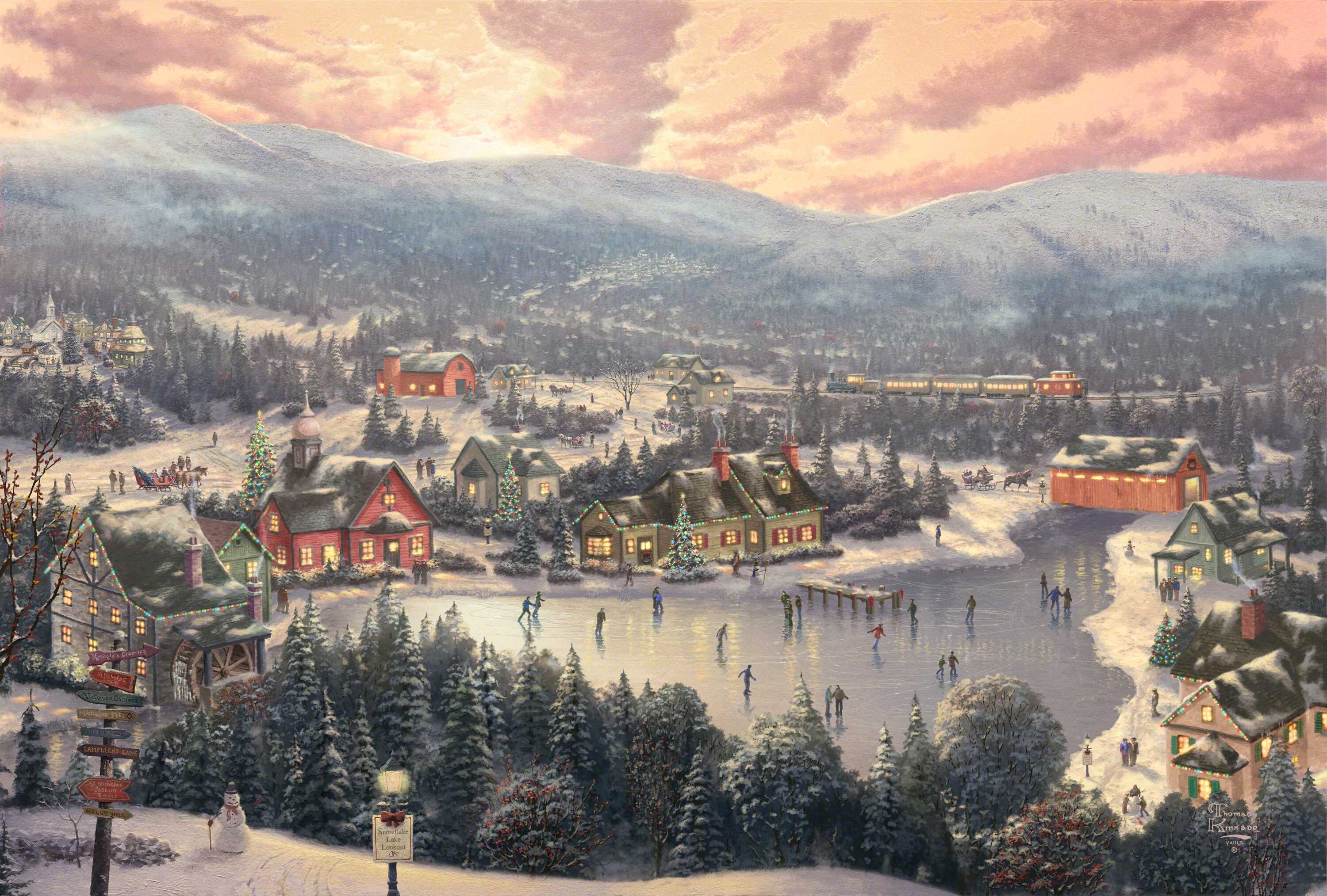 Christmas Thomas Kinkade Winter Wallpapers - Top Free Christmas Thomas ...