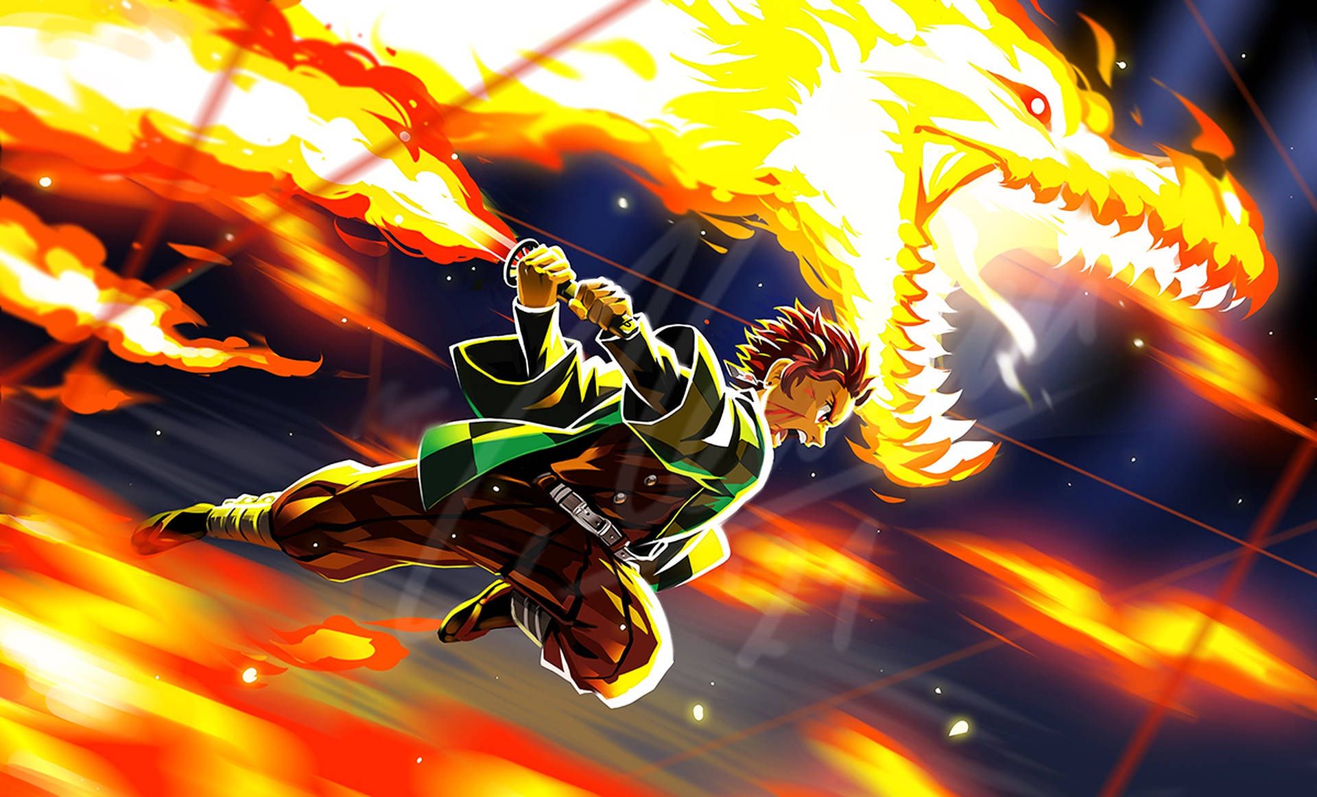 Tanjiro Fire Wallpapers Top Free Tanjiro Fire Backgrounds Wallpaperaccess
