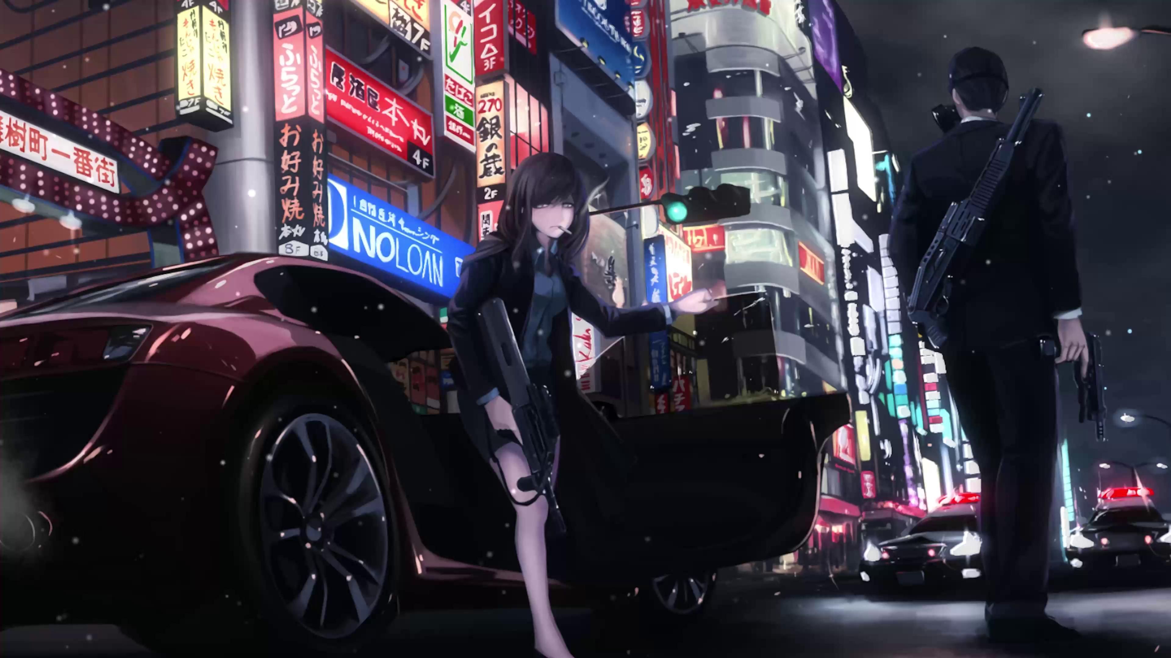 Anime Girl With Car Wallpapers - Top Free Anime Girl With Car ...